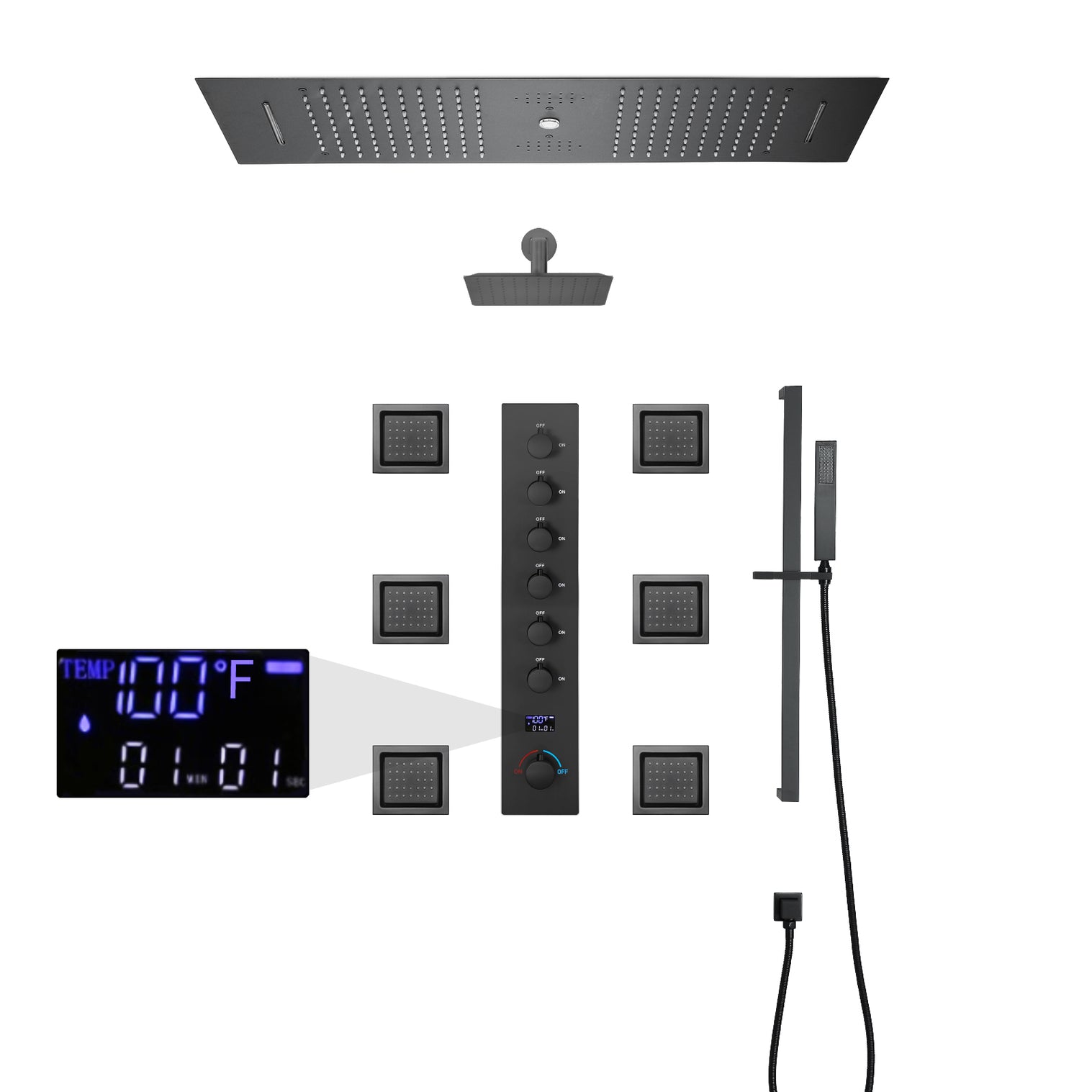 Sydney|36"Inch Complete Led Music Shower System Rainfall Waterfall & W ...