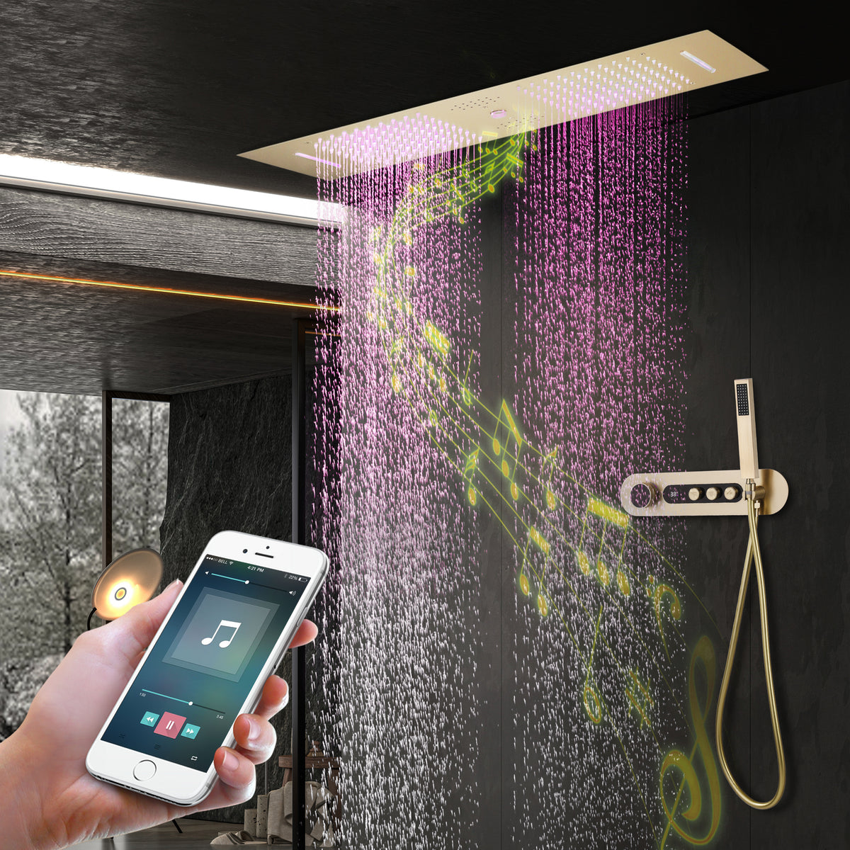 AMAZEER|36" IN CEILING MOUNT COMLETE LED MUSIC SHOWER SYSTEM – Smart ...