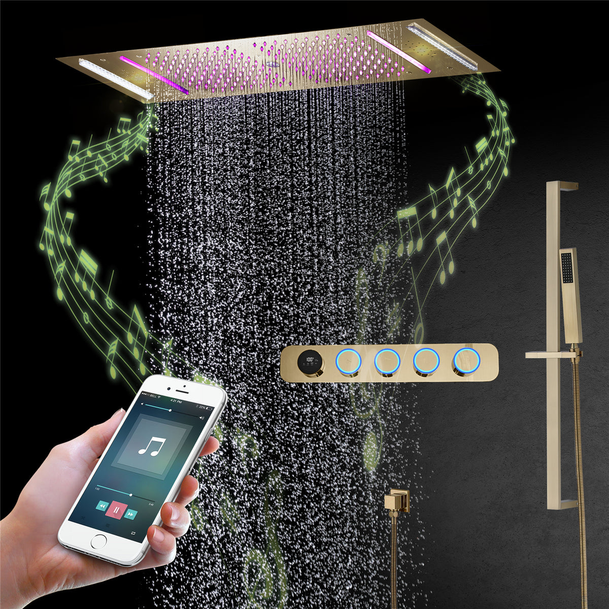 VELOCITY|36" IN COMPLETE LED MUSIC SHOWER SYSTEM – Smart Living and ...