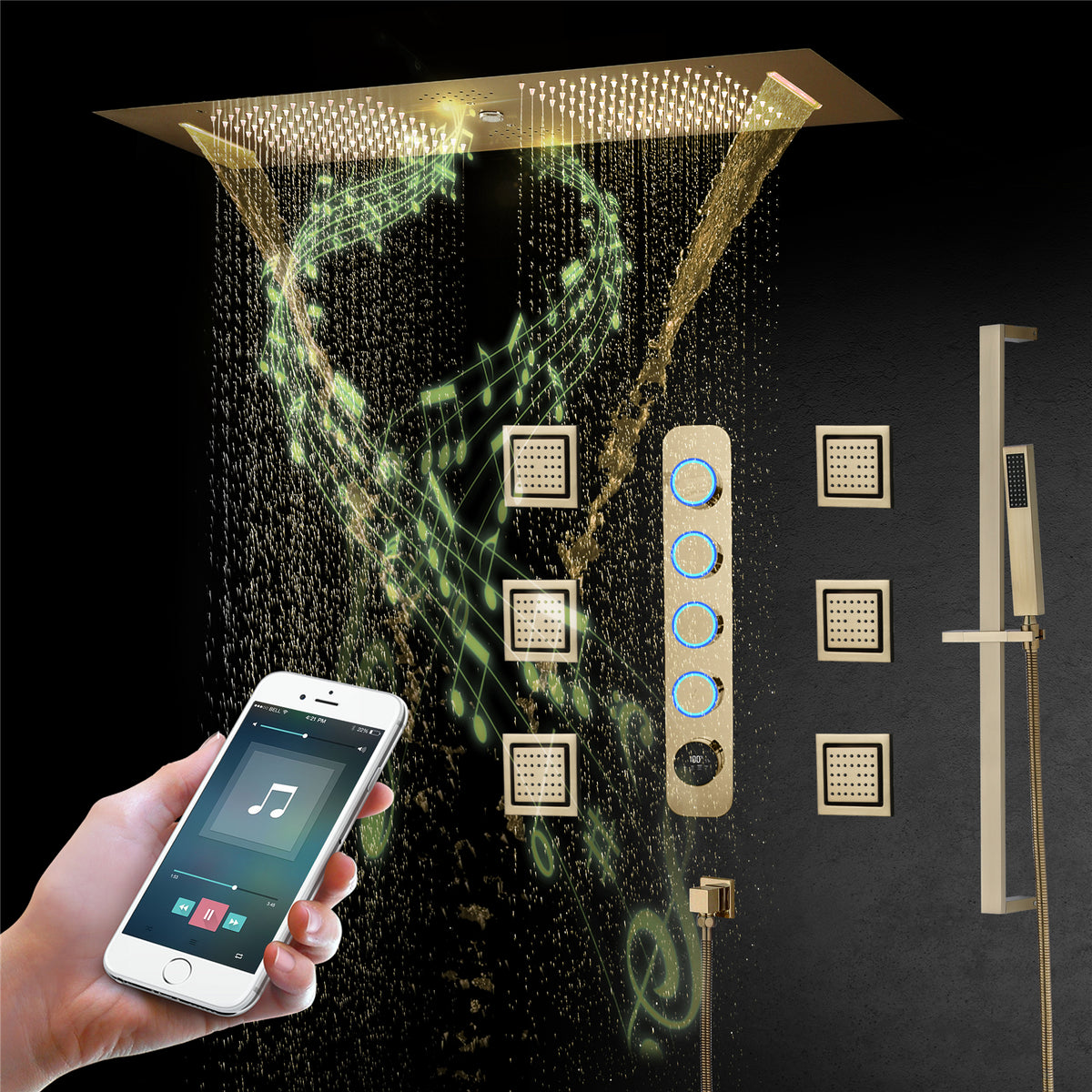 ARCADIA |36"INCH COMPLETE LED MUSIC SHOWER SYSTEM — Smart Living and ...