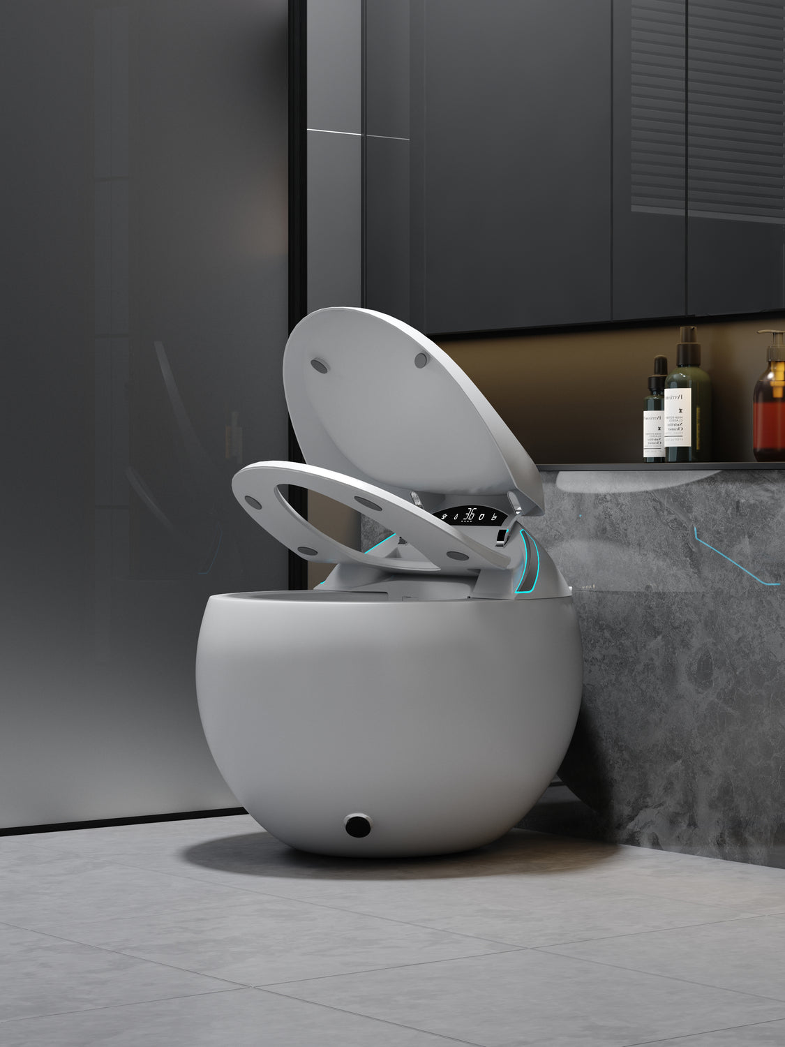 SLT9| One-piece Smart Toilet Round shaped fully automatics luxury smar ...
