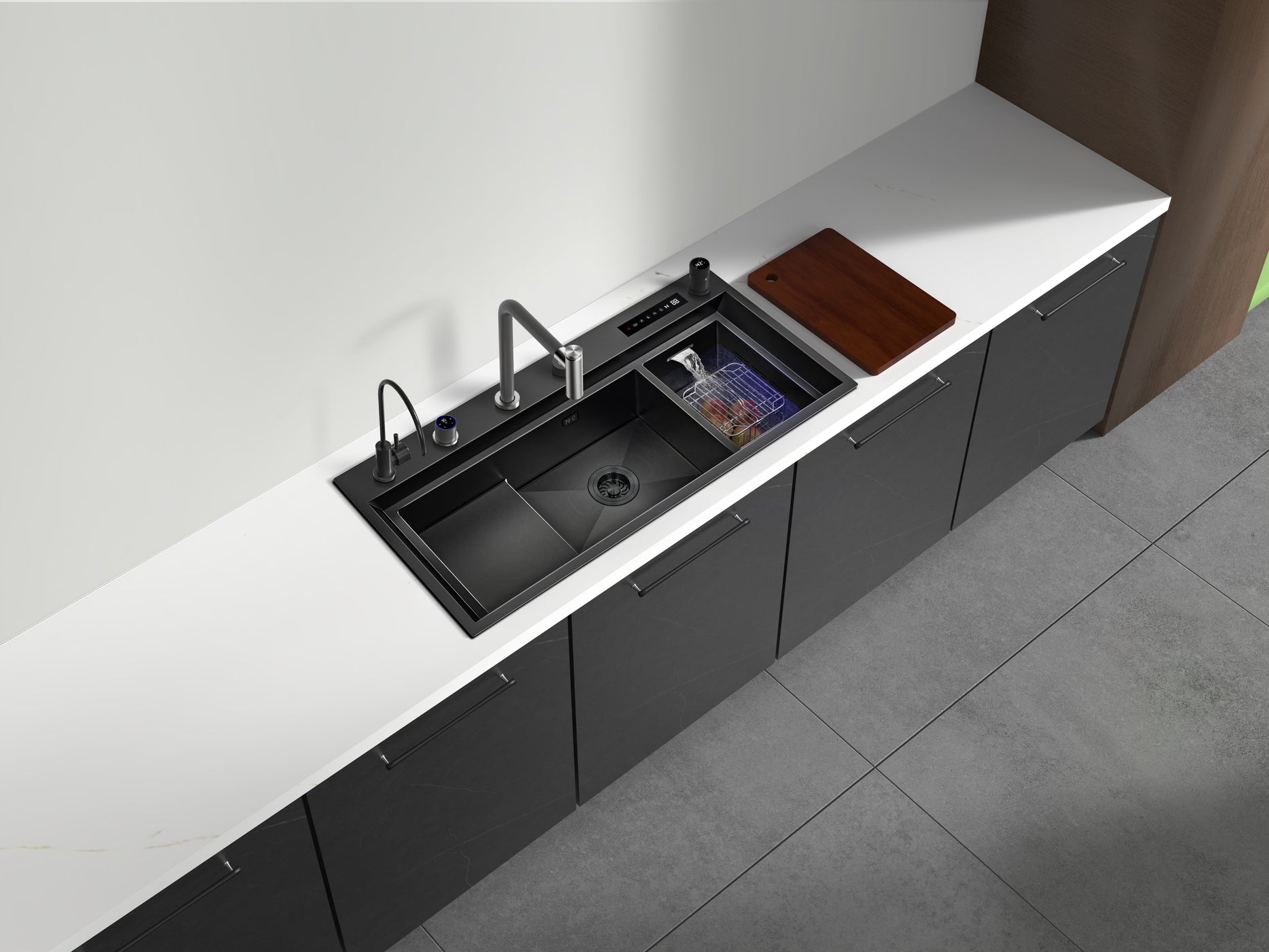 NIX|45"in Complete Kitchen Sink with Hydro Purification Digital Display ...