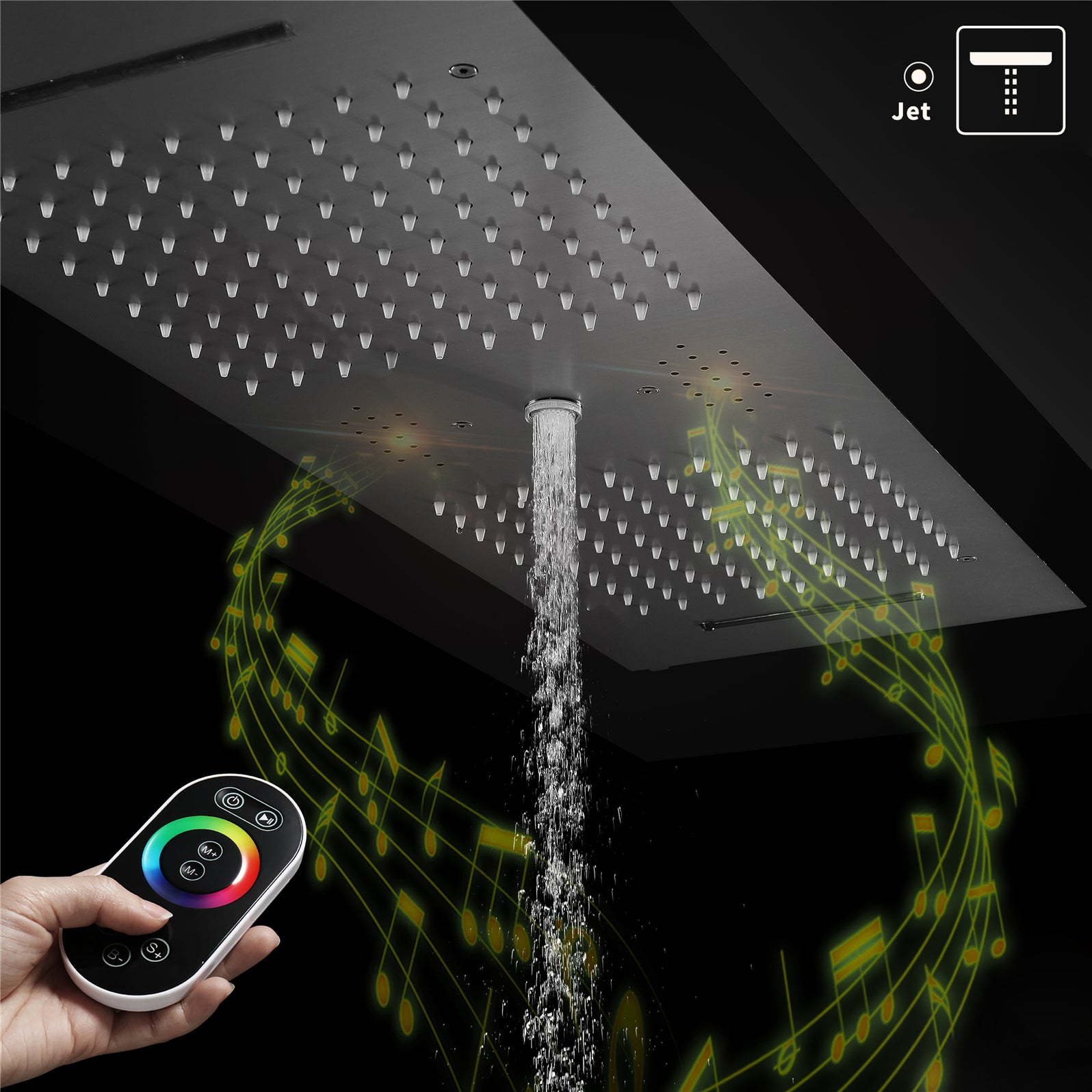 SYDNEY|36"INCH COMPLETE LED MUSIC SHOWER SYSTEM RAINFALL WATERFALL ...