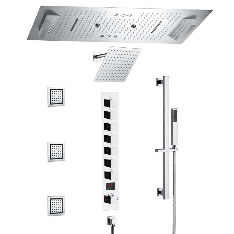 SAFARI|36"X 16" COMPLETE LUXURY LED MUSIC SHOWER SYSTEM DIGITAL DISPLA ...