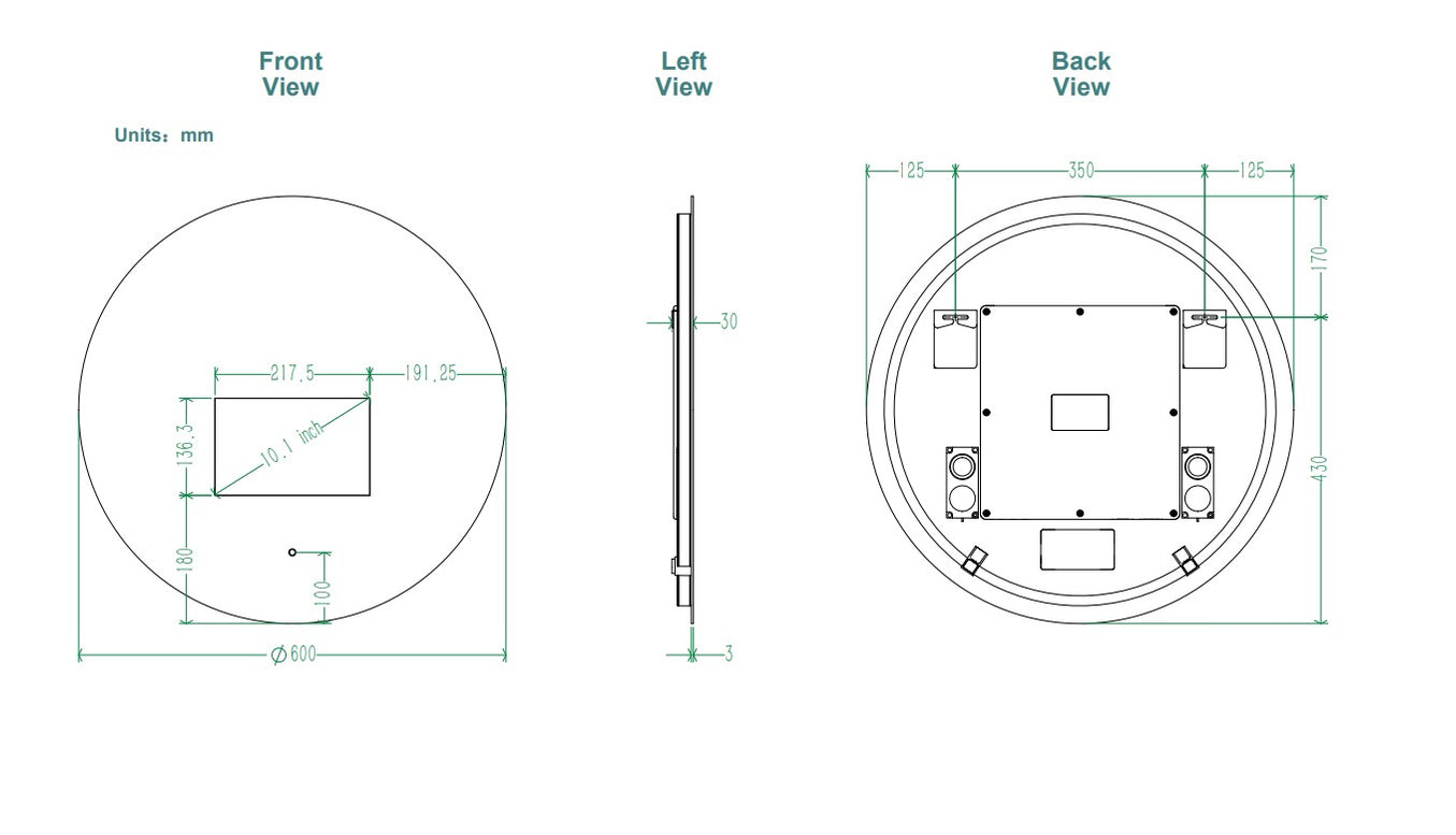 Circle Smart LED Bathroom Mirror Built-in TV screen Android Wi-Fi ...