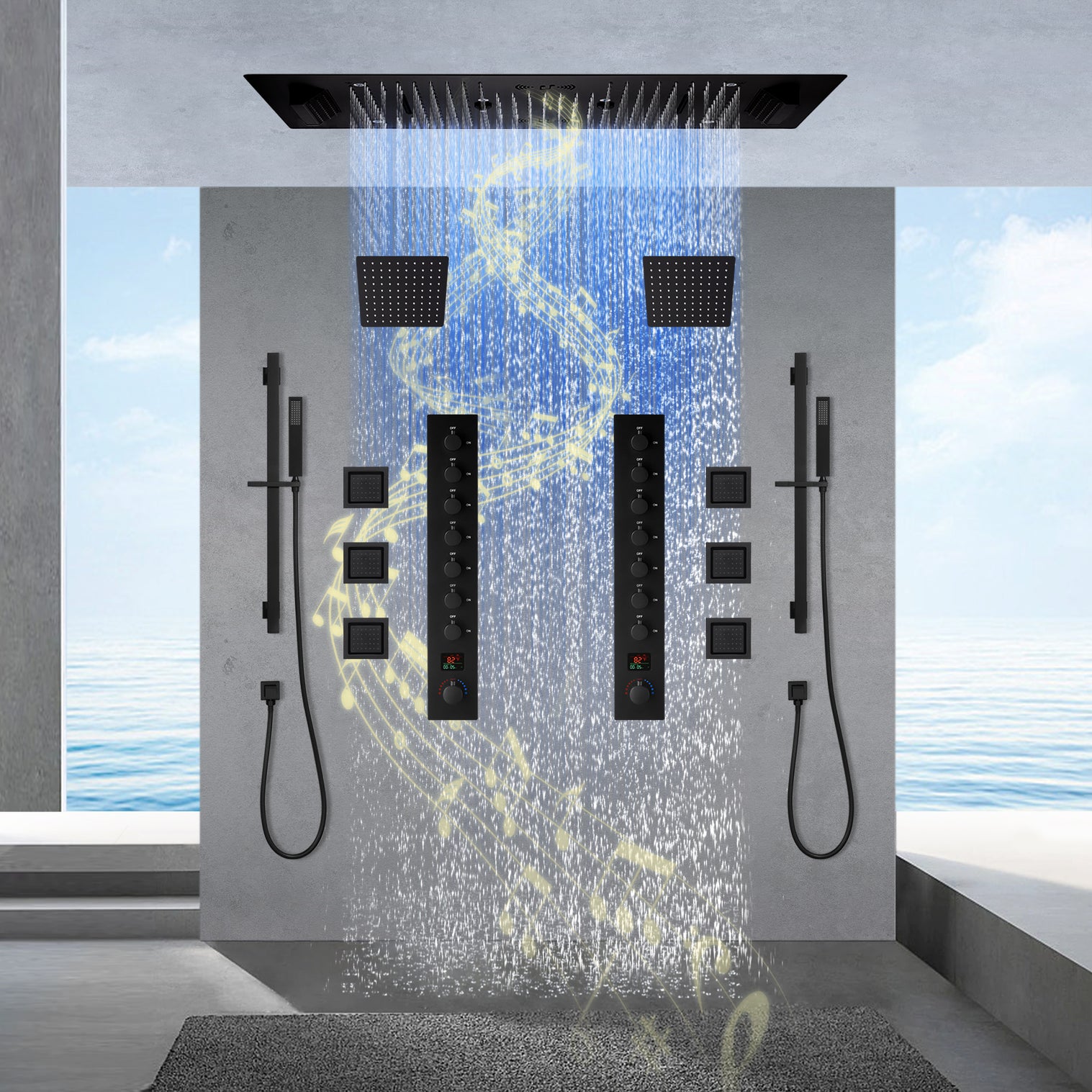 Colorado|36"X 16" In Dual Showerhead 7 Functions Complete Led Music Sh ...