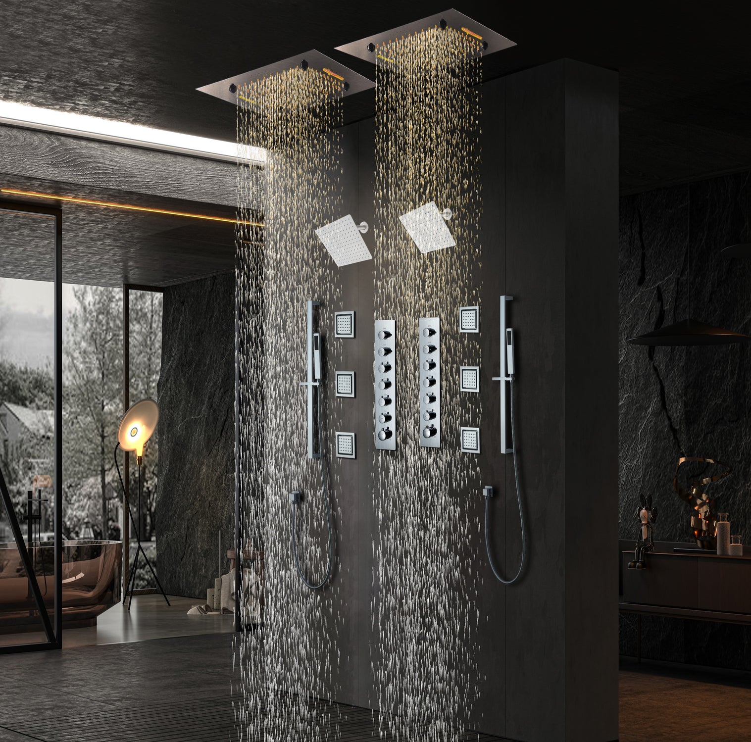 ENCORE|COMPLETE LUXURY DUAL SHOWERHEAD LED MUSIC SHOWER SYSTEM – Smart ...