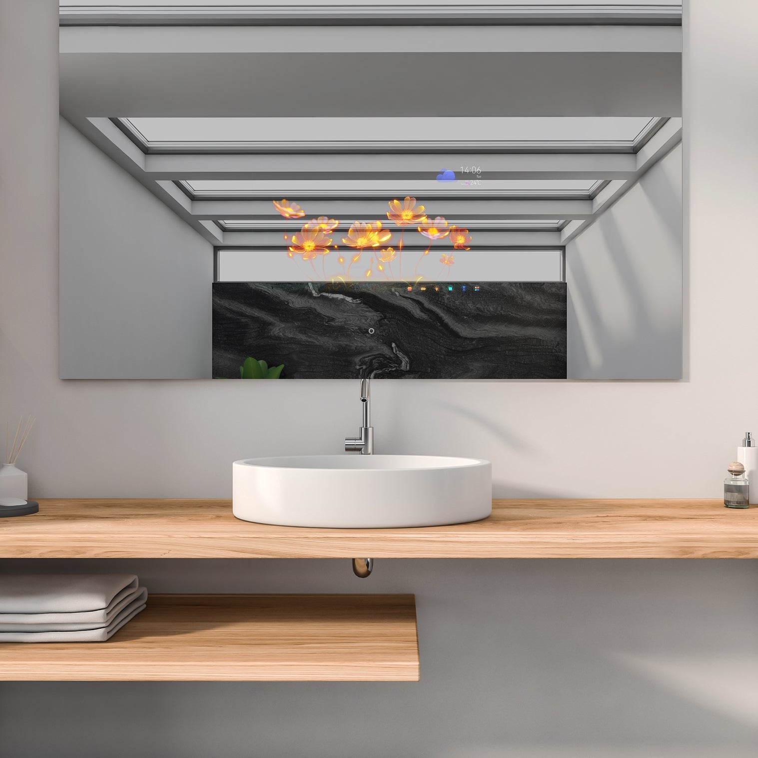 IRIS SMART BATHROOM LED MIRROR BUILT-IN SCREEN BATHROOM MIRROR – Smart ...