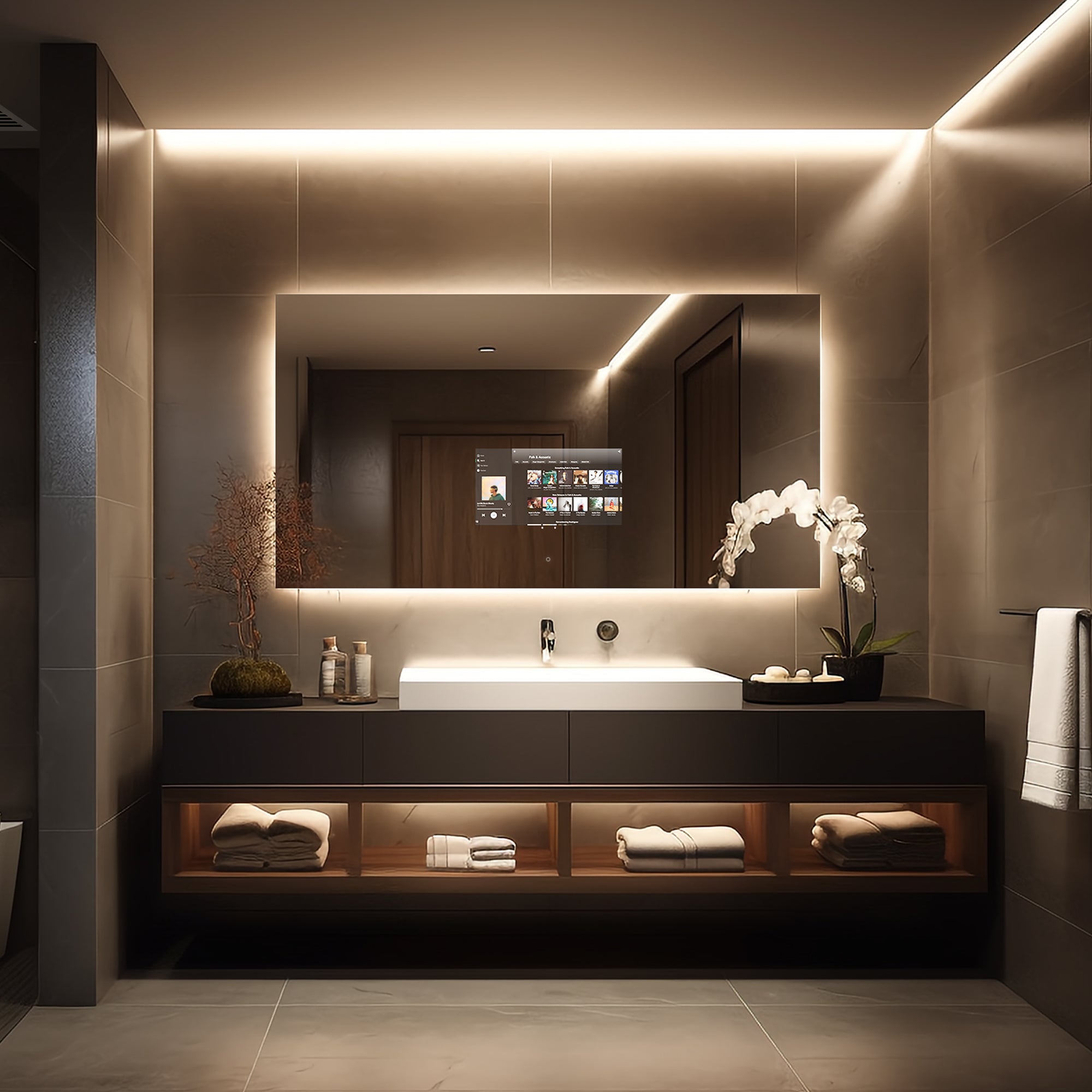 IRIS SMART BATHROOM LED MIRROR BUILT-IN SCREEN BATHROOM MIRROR – Smart ...