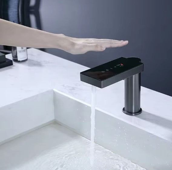 LIRA| Smart single hole bathroom faucet with motion sensor and digital ...