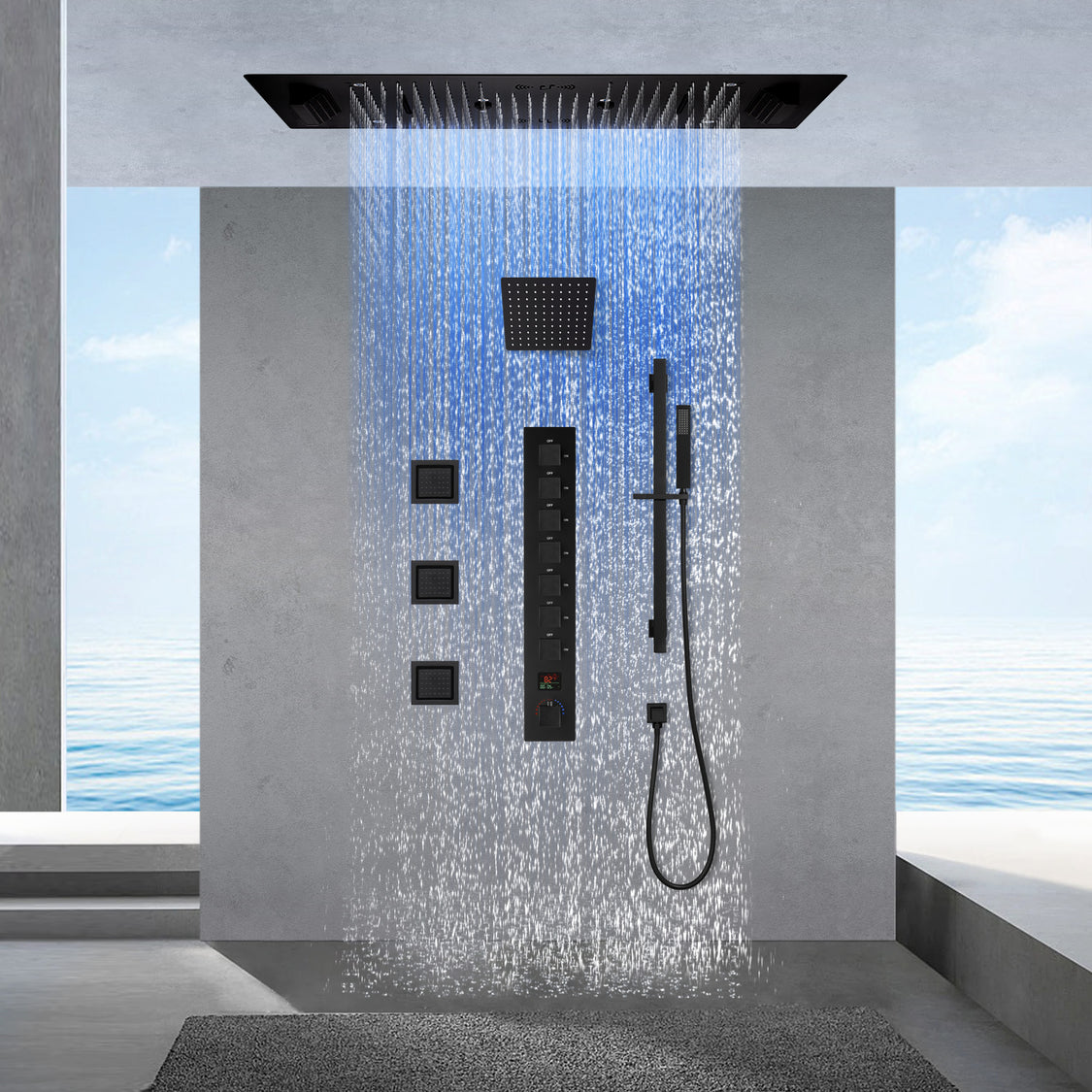 SAFARI|36"X 16" COMPLETE LUXURY LED MUSIC SHOWER SYSTEM DIGITAL DISPLA ...