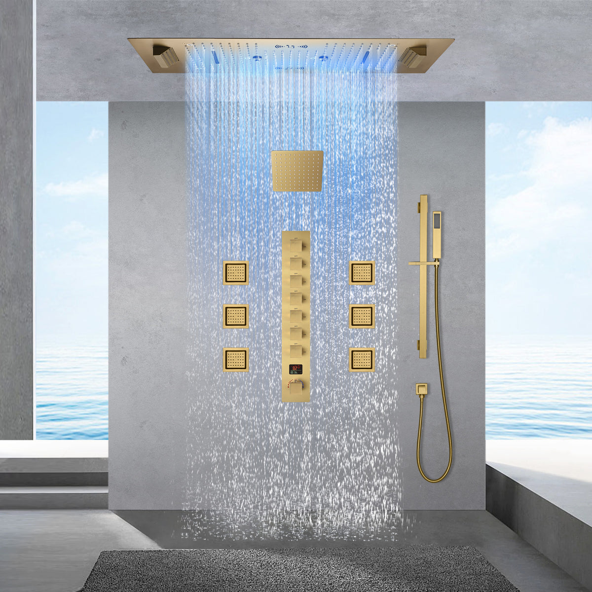 SAFARI|36"X 16" COMPLETE LUXURY LED MUSIC SHOWER SYSTEM DIGITAL DISPLA ...