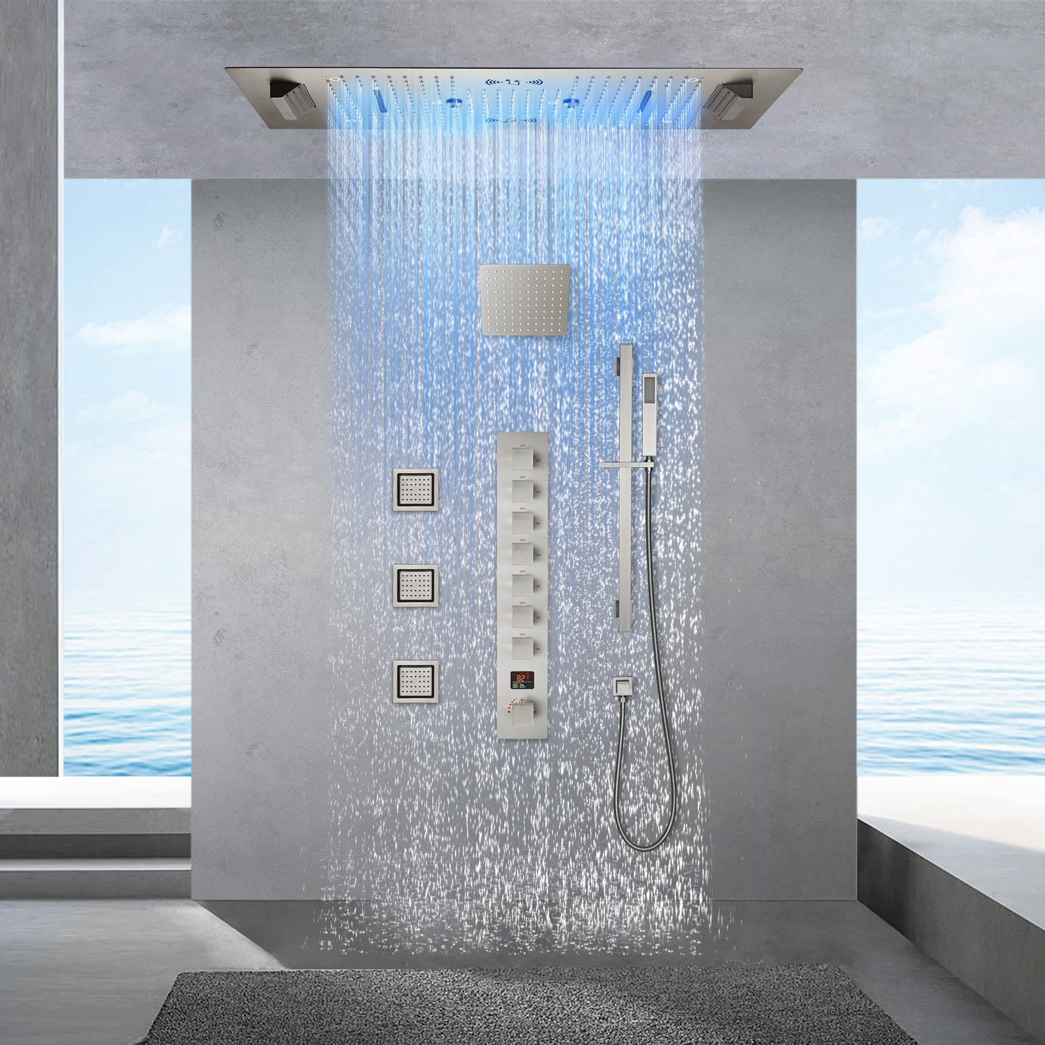SAFARI|36"X 16" COMPLETE LUXURY LED MUSIC SHOWER SYSTEM DIGITAL DISPLA ...