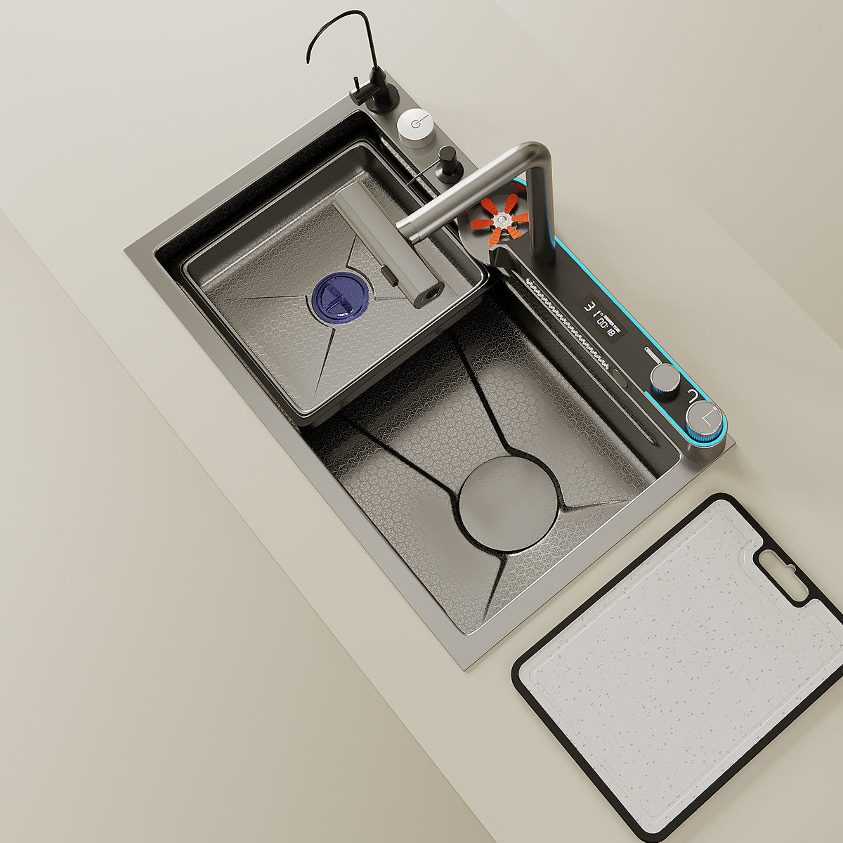 MERSA| Complete Workstation Kitchen Sink with Digital Display Cup Rins ...