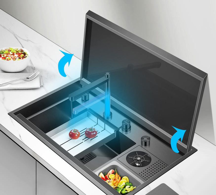 MASORY | Complete Luxury Smart Kitchen Sink Stainless Steel Hidden Cup ...