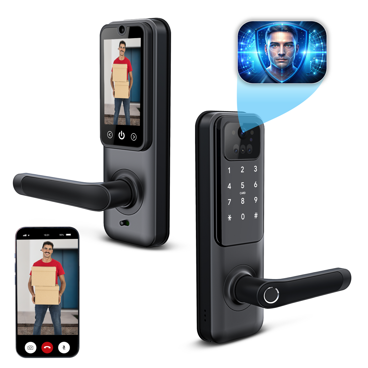 BRIDGE|US STANDARD SINGLE LATCH SMART DOOR LOCK WITH VIDEO CALLING FEA ...