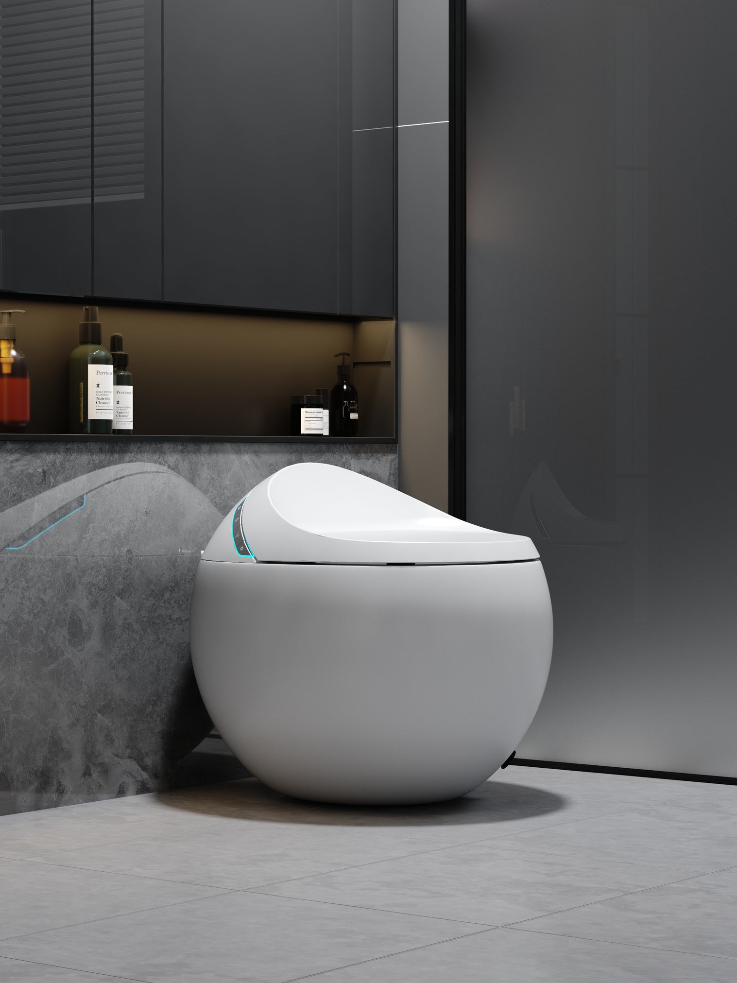 SLT9| One-piece Smart Toilet Round shaped fully automatics luxury smar ...