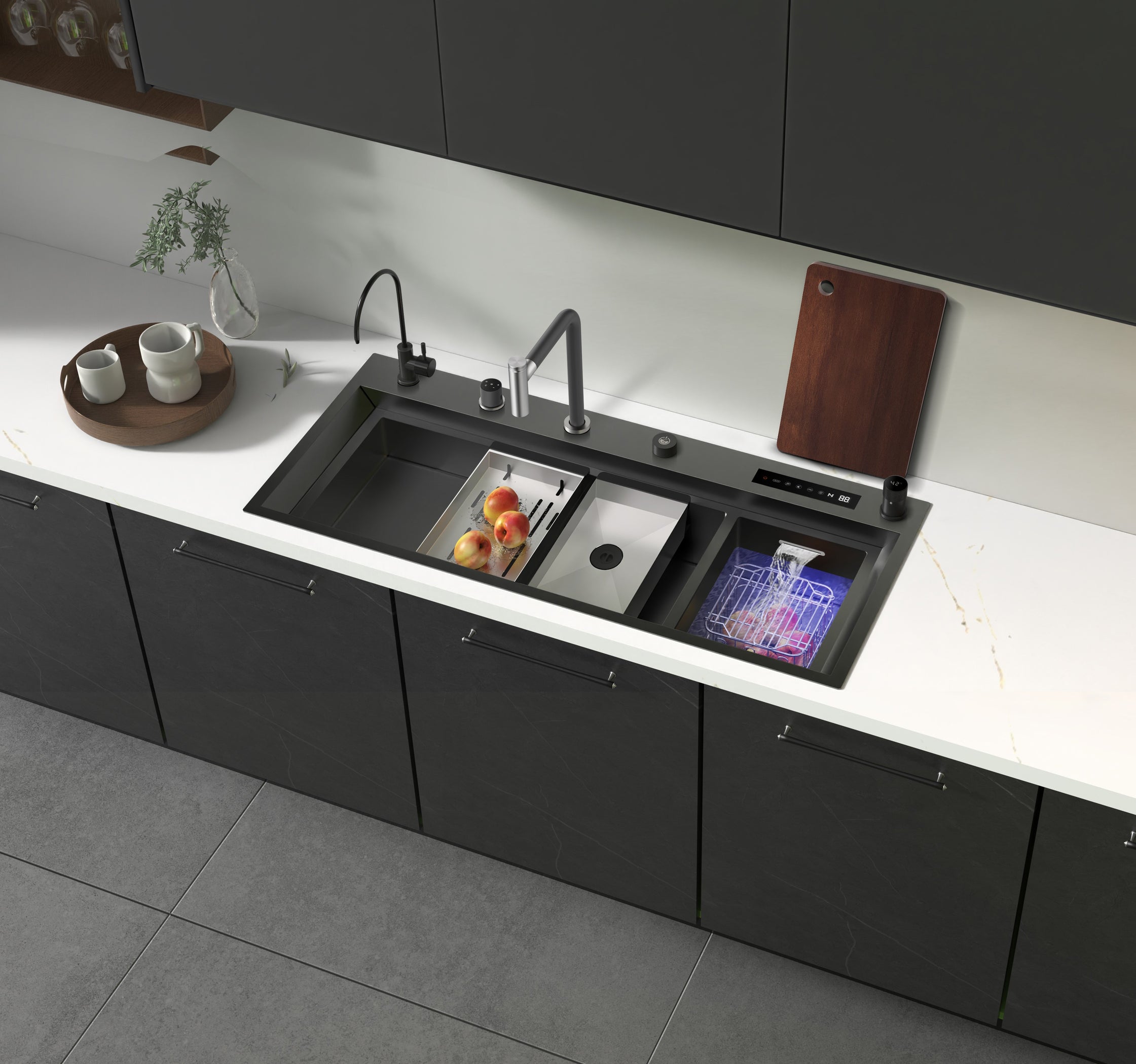 NIX|45"in Complete Kitchen Sink with Hydro Purification Digital Display ...