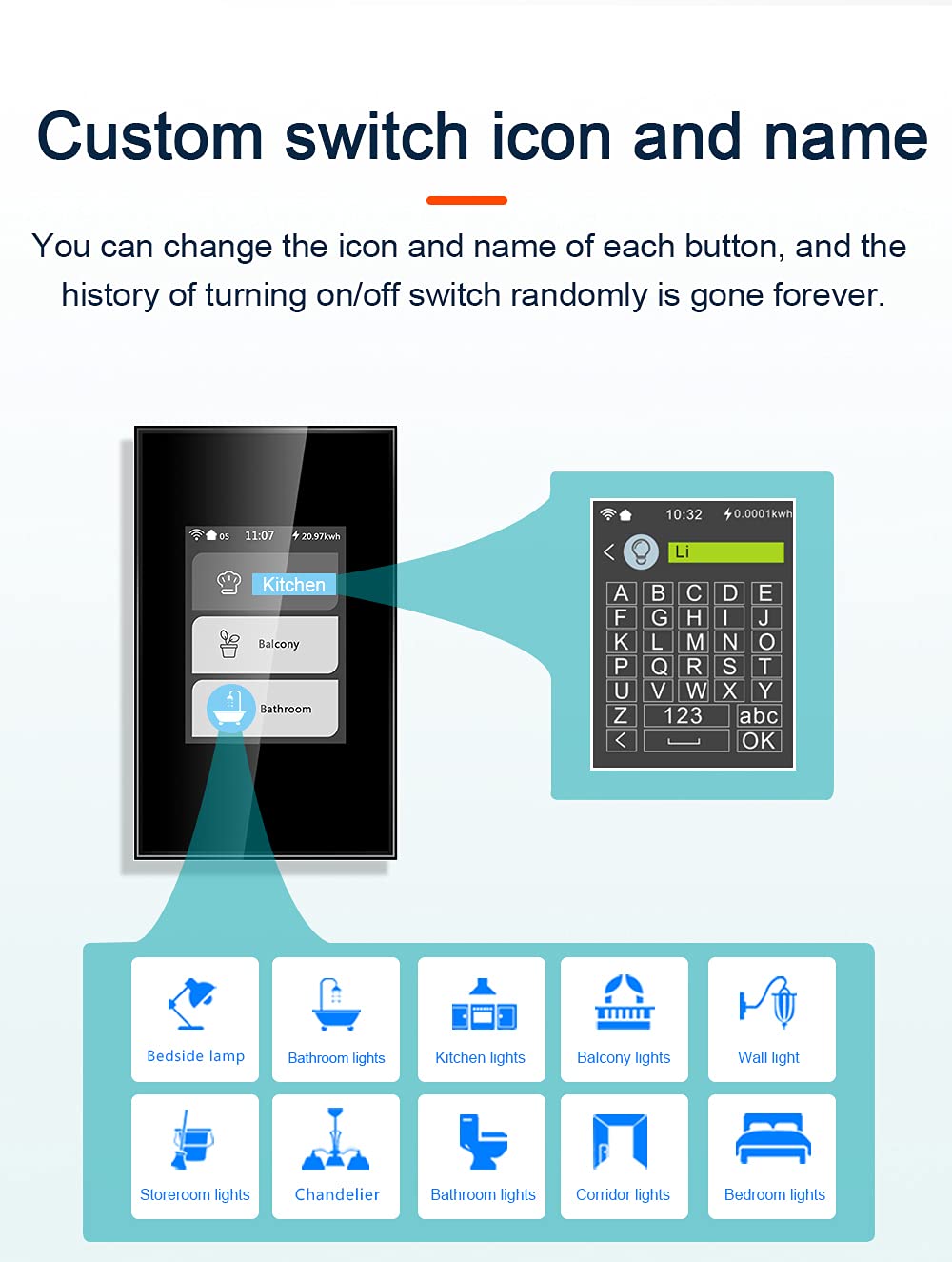 Smart LCD Touch Screen Light Switch Compatible Google Alexa WiFi ...