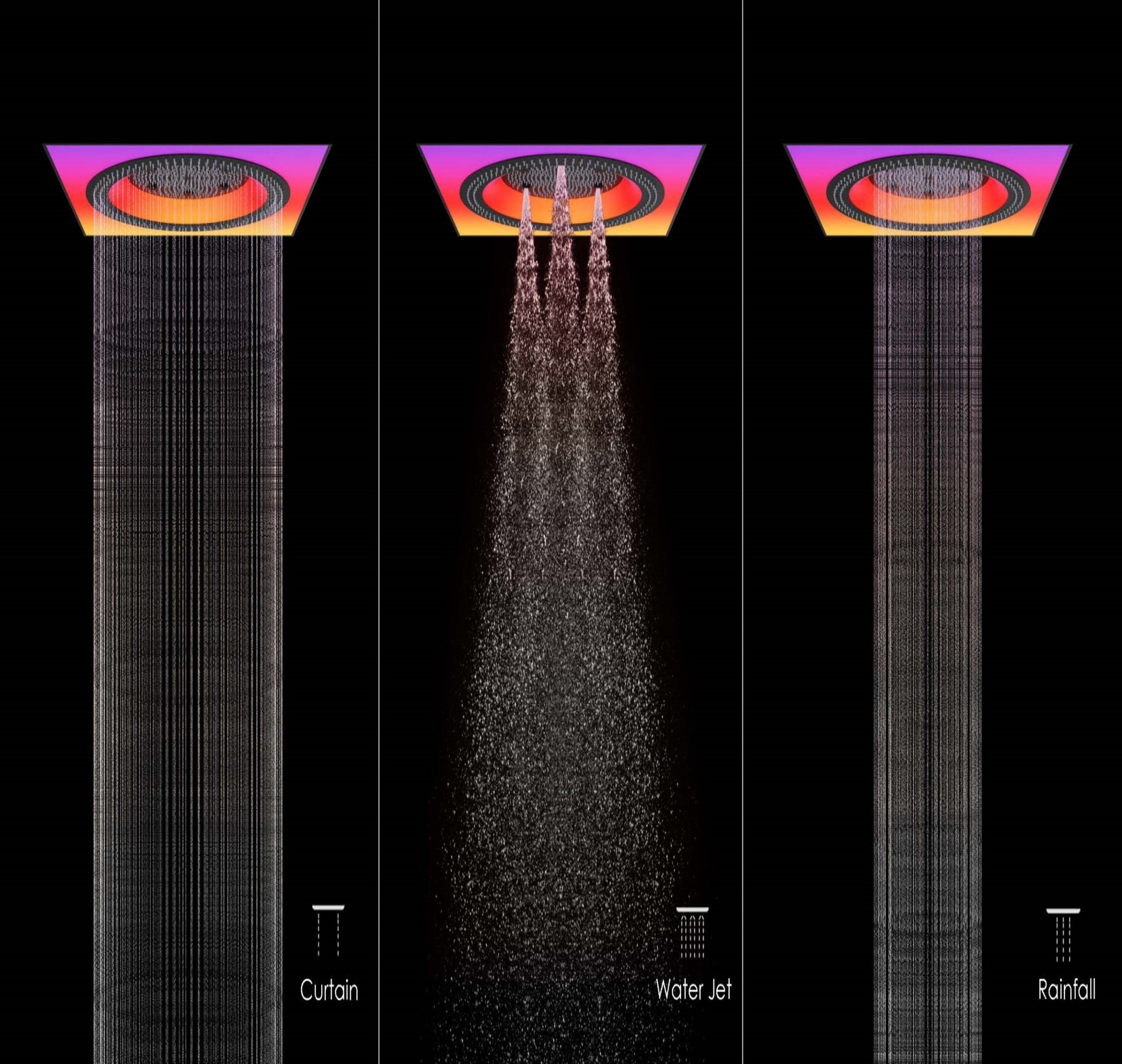DOVI|23" Ceiling Mounted Complete LED Music Shower Set Rainfall and ...