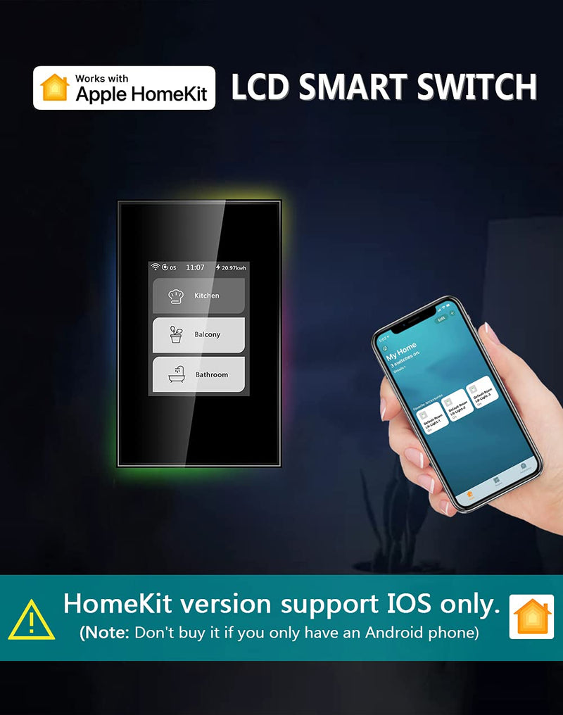 Smart LCD Touch Screen Light Switch Compatible Google Alexa WiFi ...