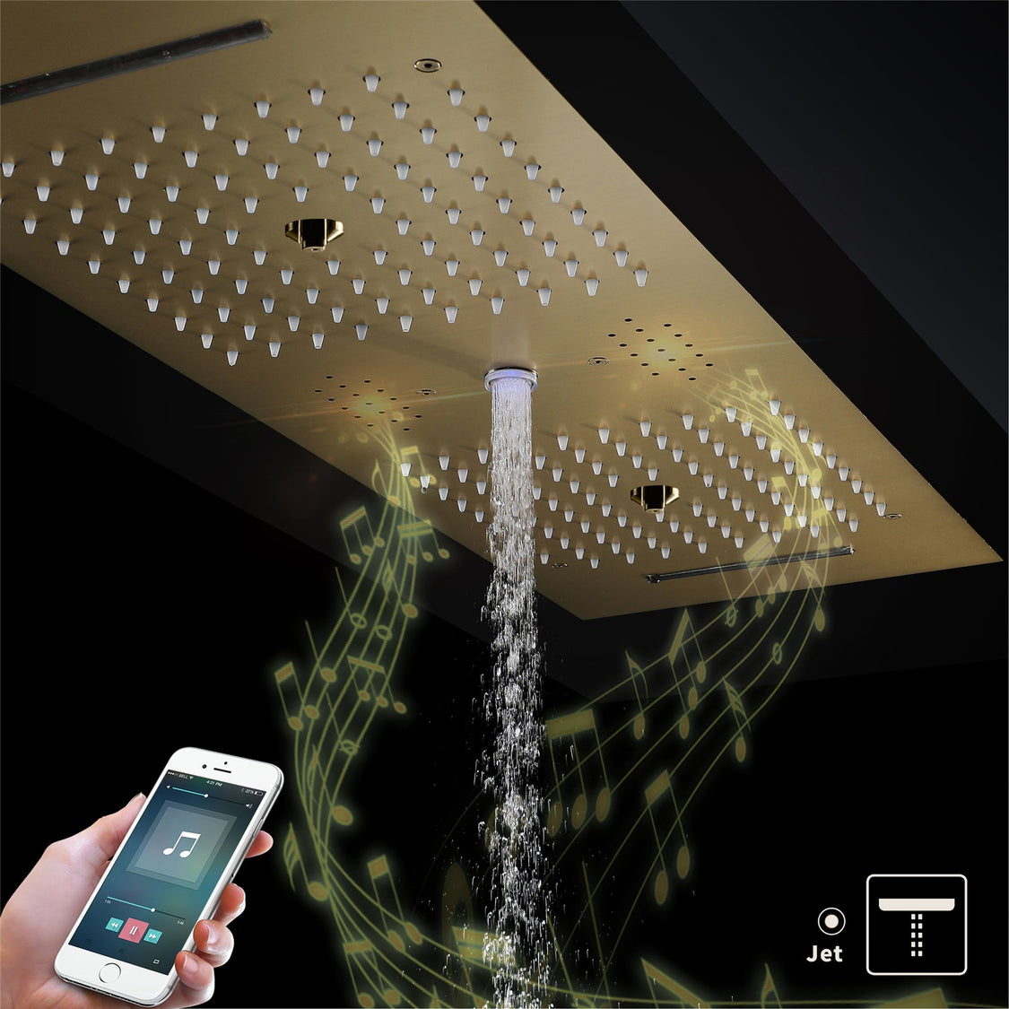 Multnomah| 36" In Dual Showerhead Complete Led Music Shower Set 6 Body ...