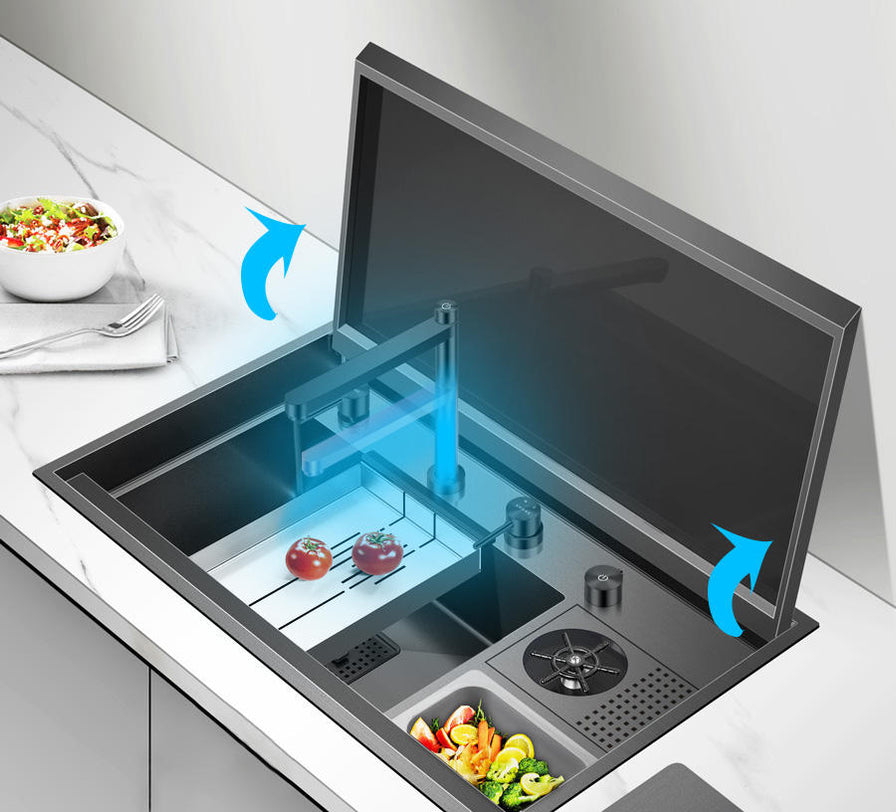 MASORY | Complete Luxury Smart Kitchen Sink Stainless Steel Hidden Cup ...