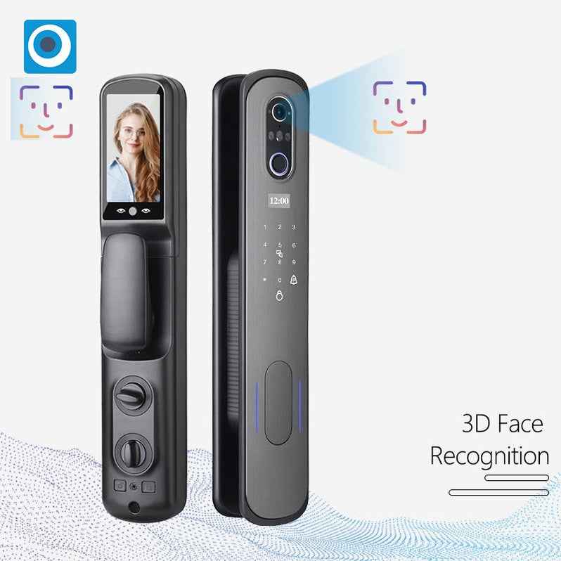 Voice 3d Face Recognition Smart Door Lock With Video Intercom Feature